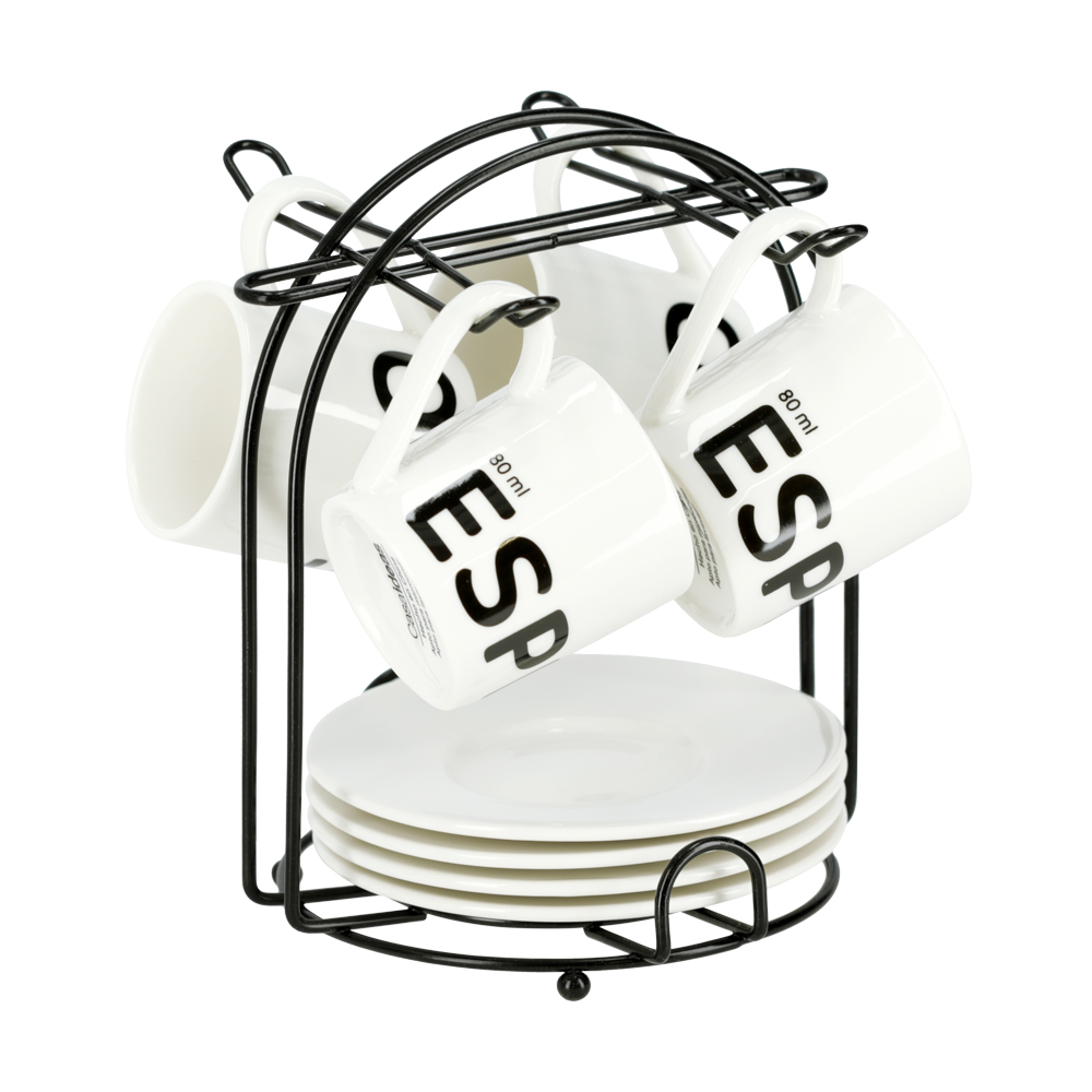 RACK 4 TAZAS CON PLATO CAFÉ | Casaideas